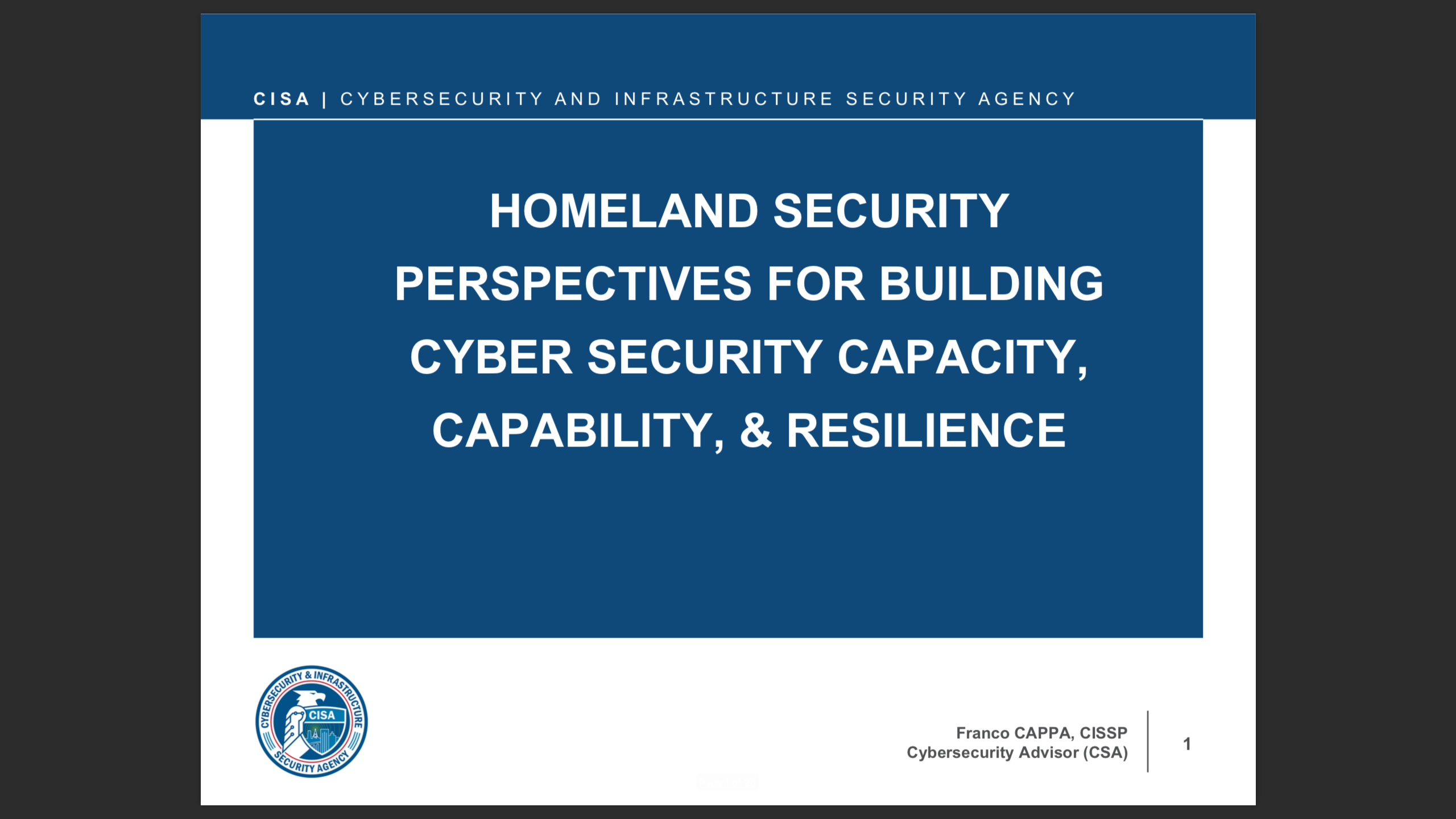 Cybersecurity and Infrastructure Security Agency, U.S. DHS – The ...